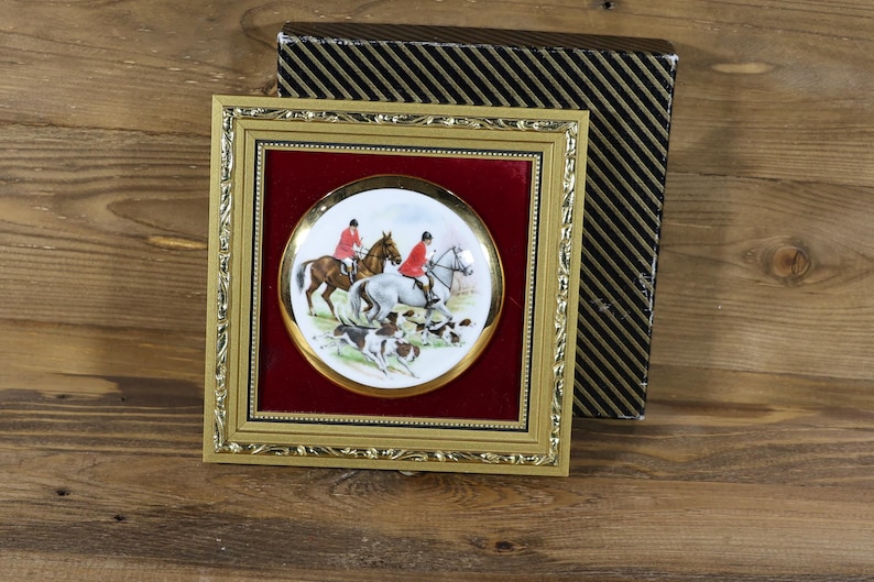 Vintage Framed Tile: Fox Hunting Decor Wall Hanging Countess Ceramics ...