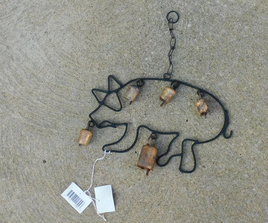 Welded Metal Pig With Dangling BELLS WIND CHIME - Etsy