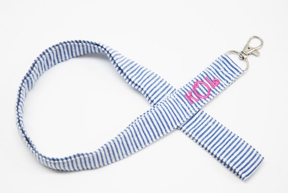 Personalized Preppy Monogrammed Seersucker Lanyard/fabric - Etsy