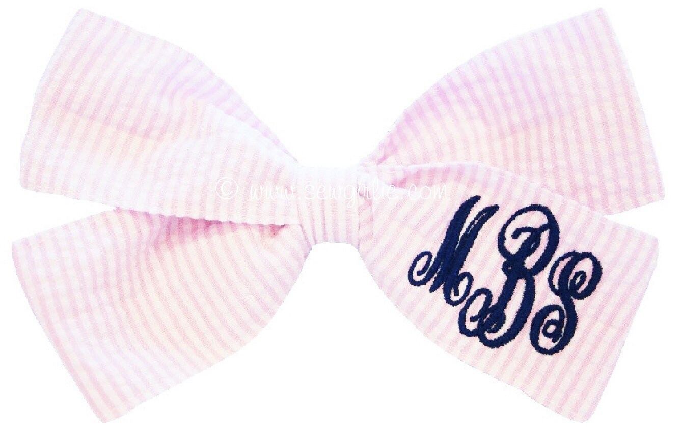 Personalized Preppy Monogrammed Seersucker Hair Bow - Etsy