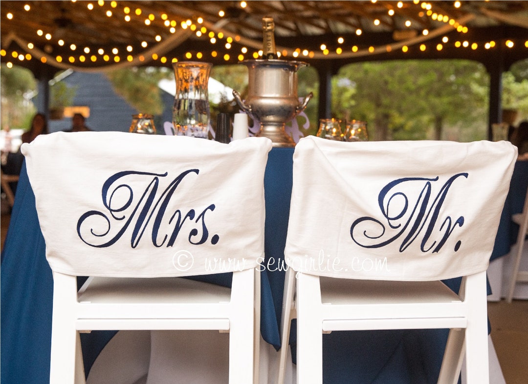 Personalized Set of 2 Chair Back Covers/wedding Chair/bride and Groom ...