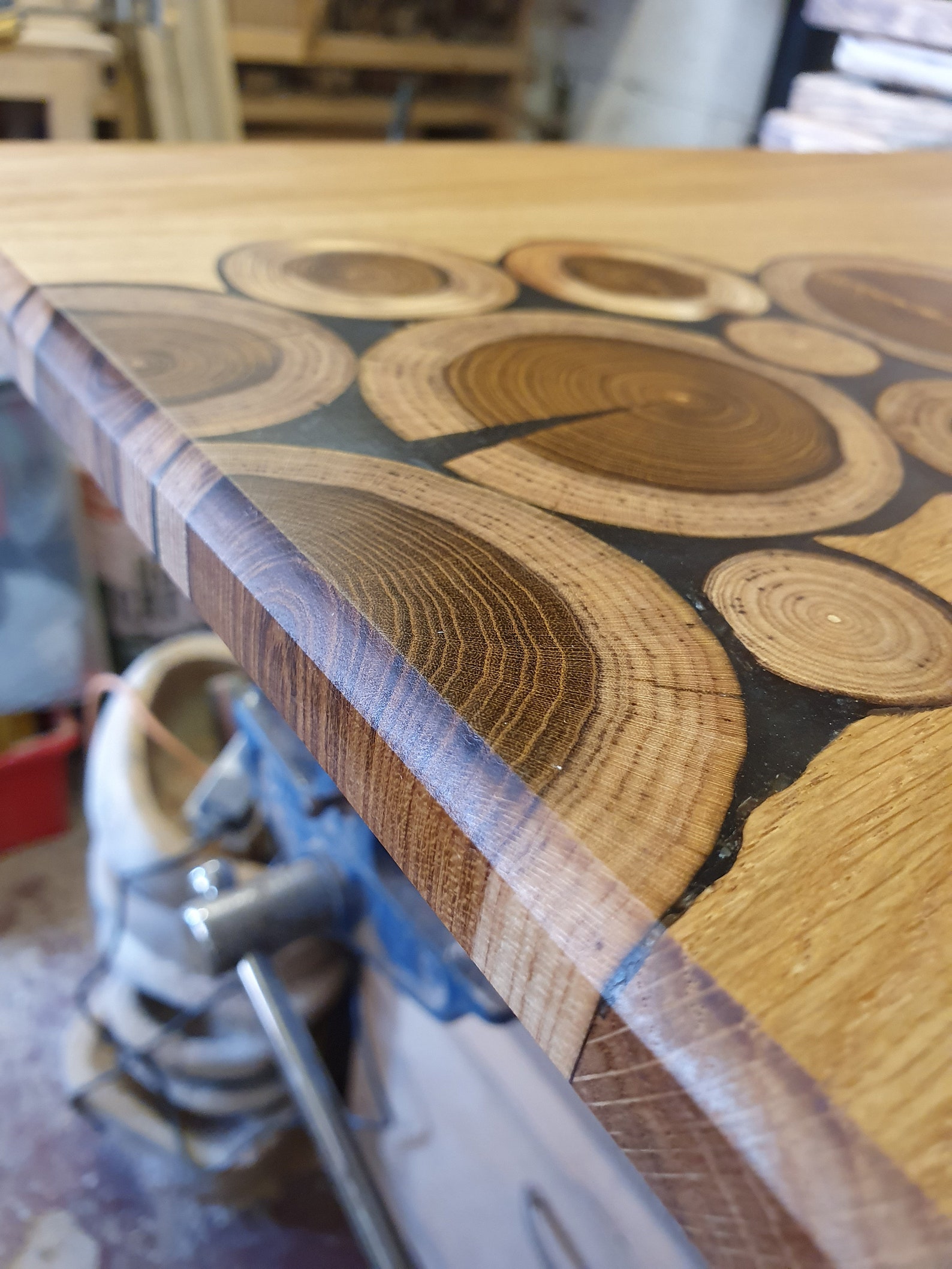 Singer Sewing Machine Base Table Oak Laburnum Resin Upcycled Collection ...