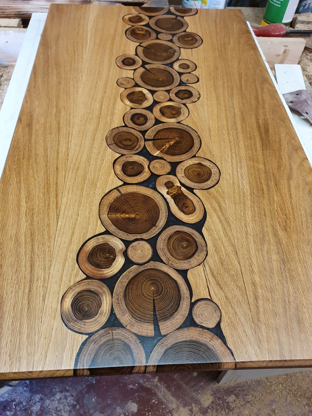 Singer Sewing Machine Base Table Oak Laburnum Resin Upcycled Collection ...