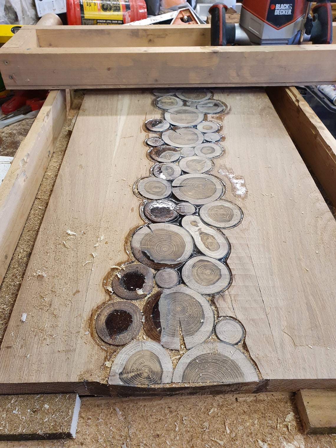Singer Sewing Machine Base Table Oak Laburnum Resin Upcycled Collection ...