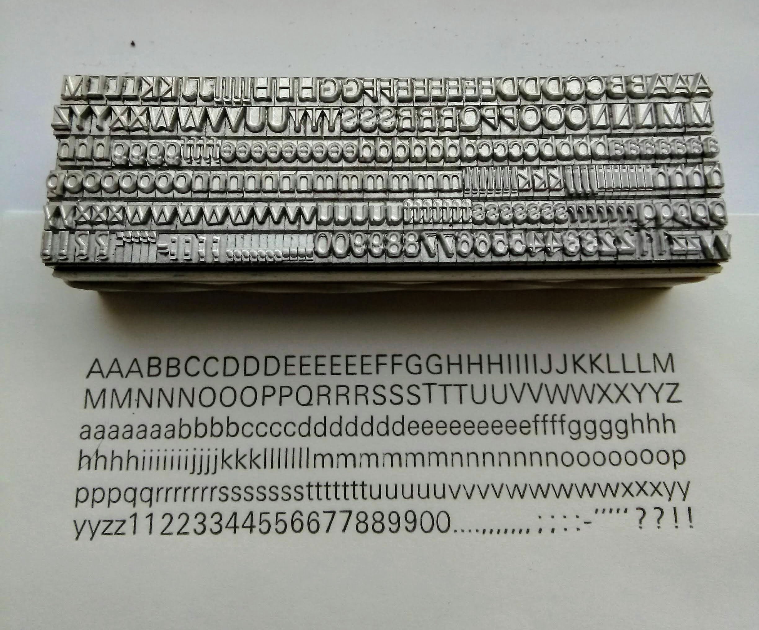 14 Point UNIVERS LIGHT 3A Letterpress Metal Printing Type, Upper ...