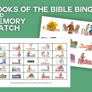 Books of the Bible Bingo 48 Printable Cards & Memory Match Game - Etsy