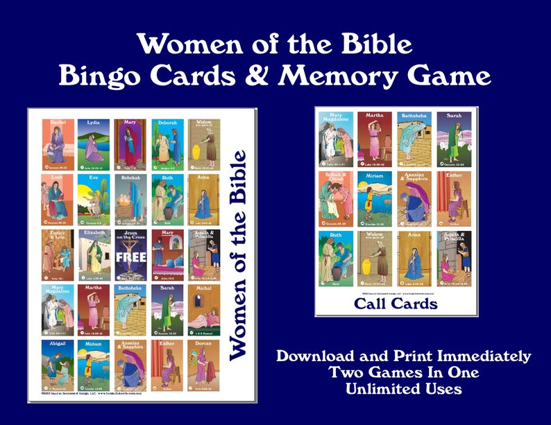 Women of the Bible Bingo and Memory Game - Etsy