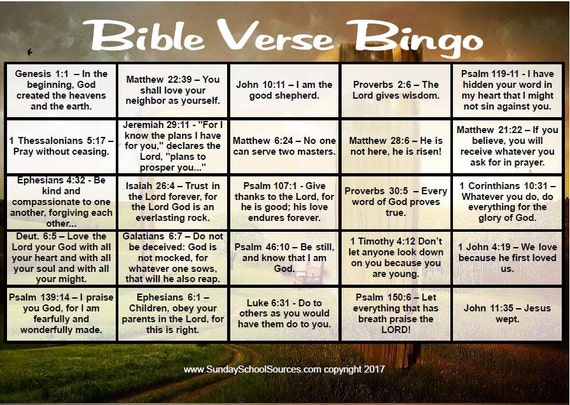 Bible Verse Bingo 36 Printable Cards - Etsy