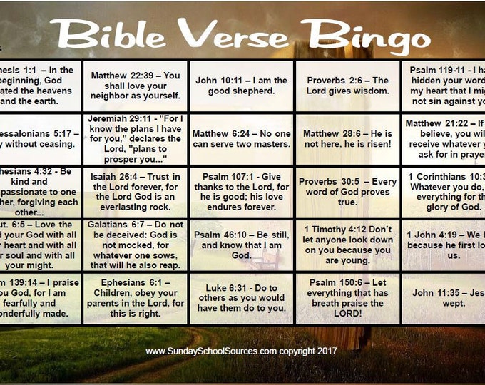 Bible Verse Bingo 36 Printable Cards - Etsy