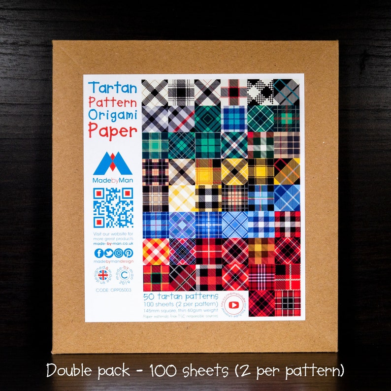 Origami Paper Scottish Tartan Patterns 145mm Square 60gsm Easy | Etsy