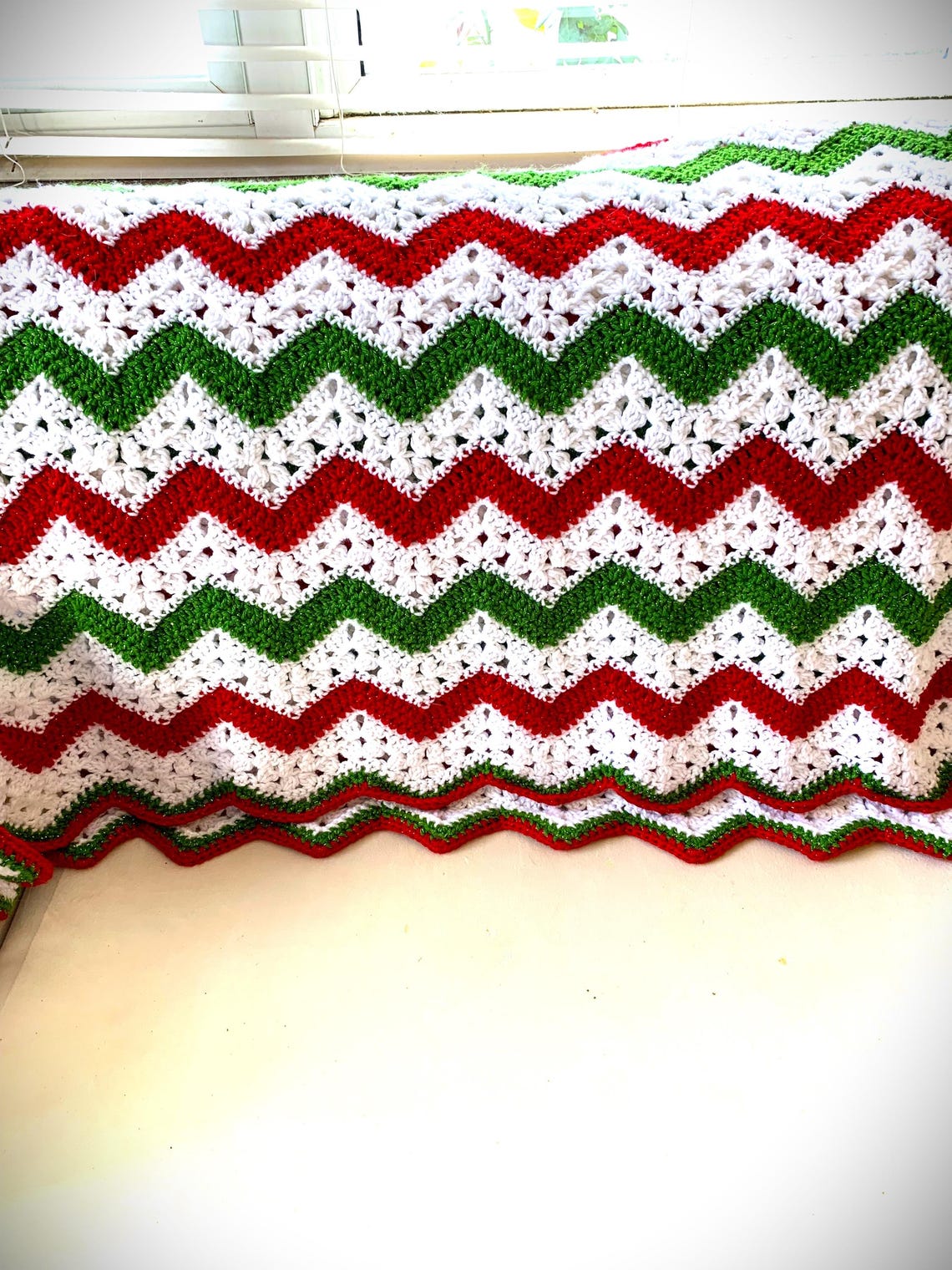 Traditional/retro Christmas Ripple Afghan, Hand Crocheted - Etsy