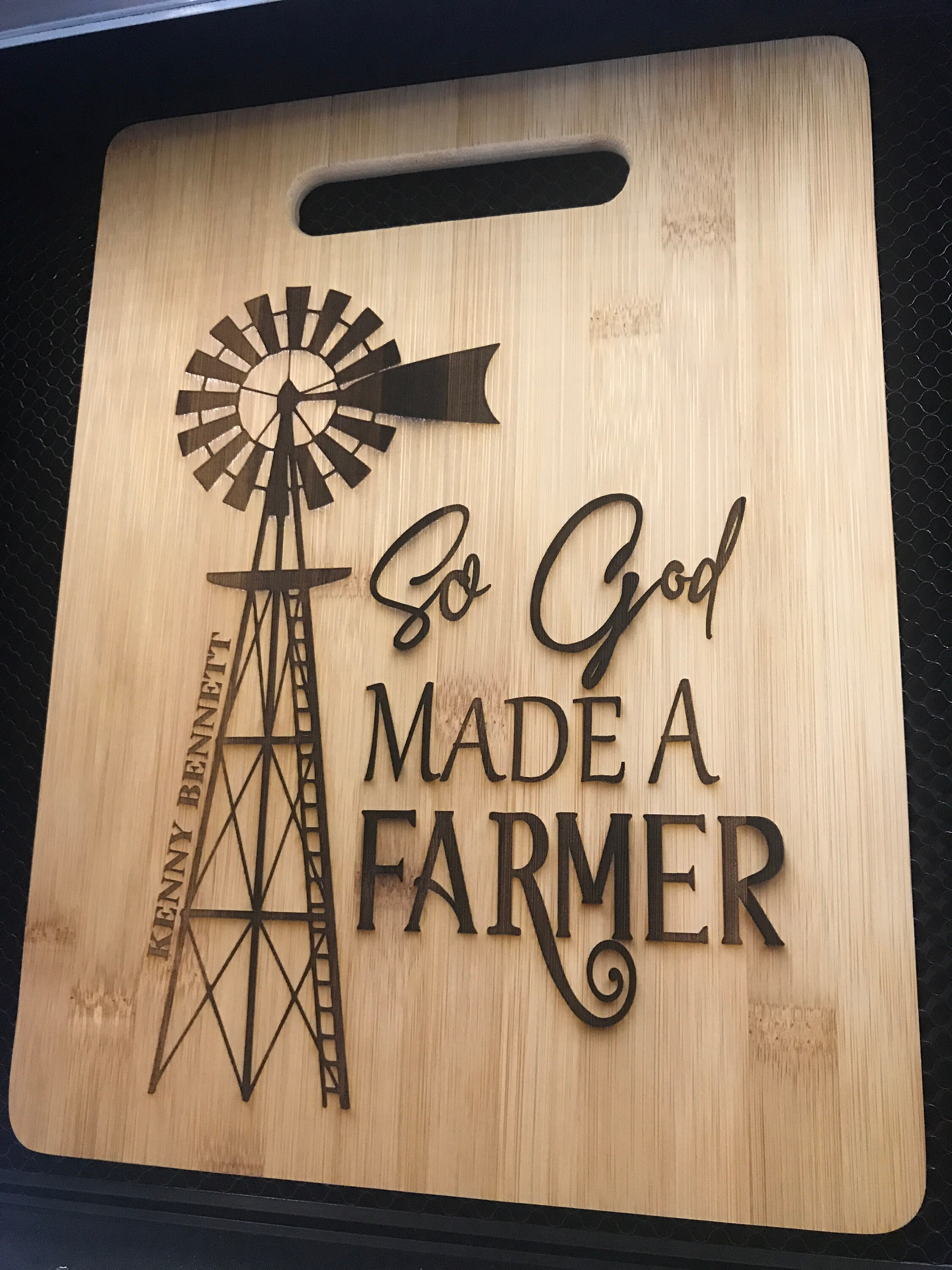 So God Made a Farmer Sign - Engraved so God Made a Farm Cutting Board ...