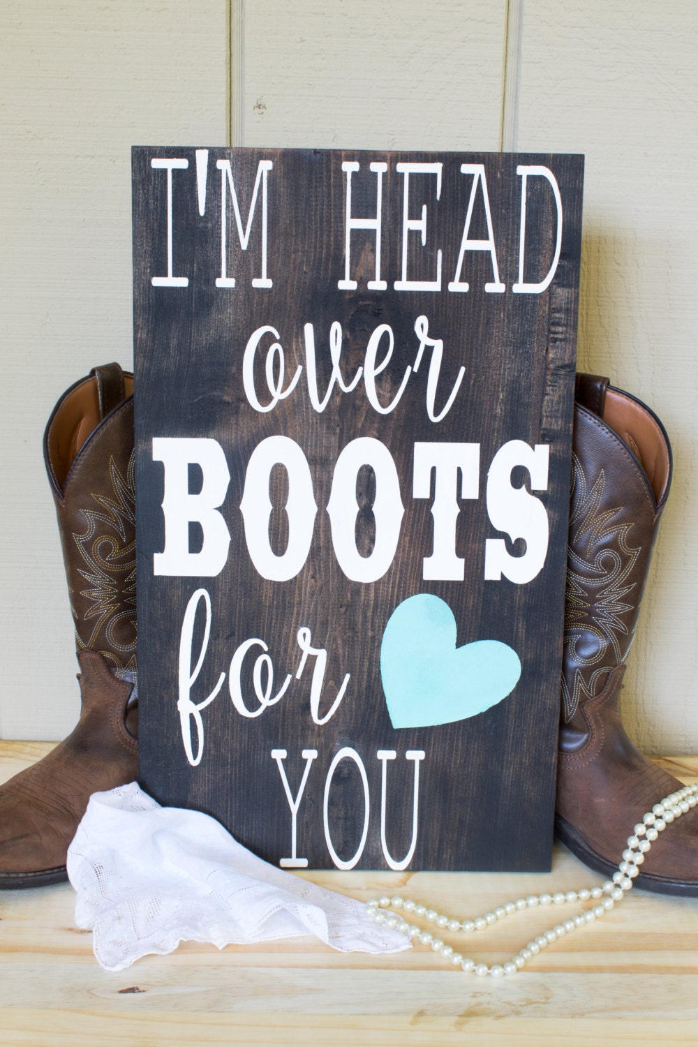 Free Personalization Painted I'm Head Over Boots For You | Etsy