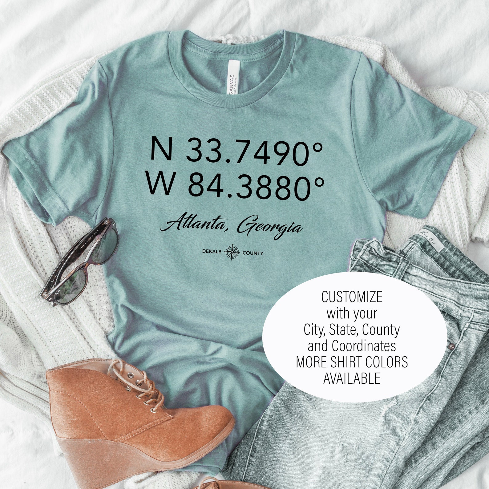 Custom Coordinates Shirts Coordinate Gift Hometown Shirt Latitude ...