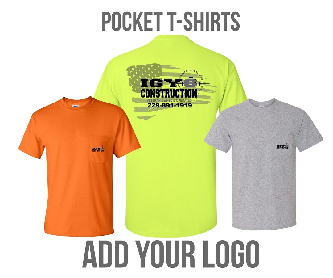 Custom Pocket Shirts With Logo, Company Shirts, Safety Green Orange ...
