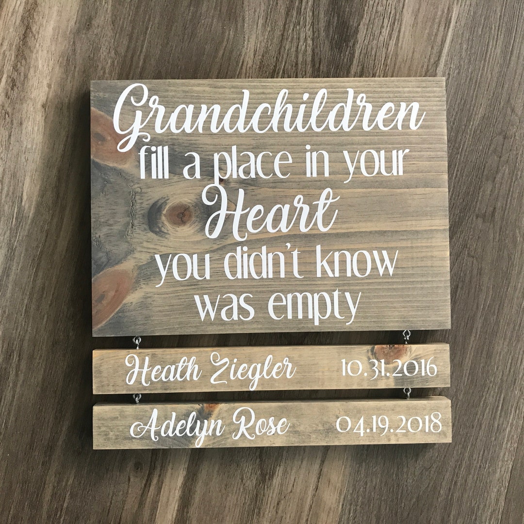 Grandparents Sign With Names - Grandchildren Sign With Name and DOB ...