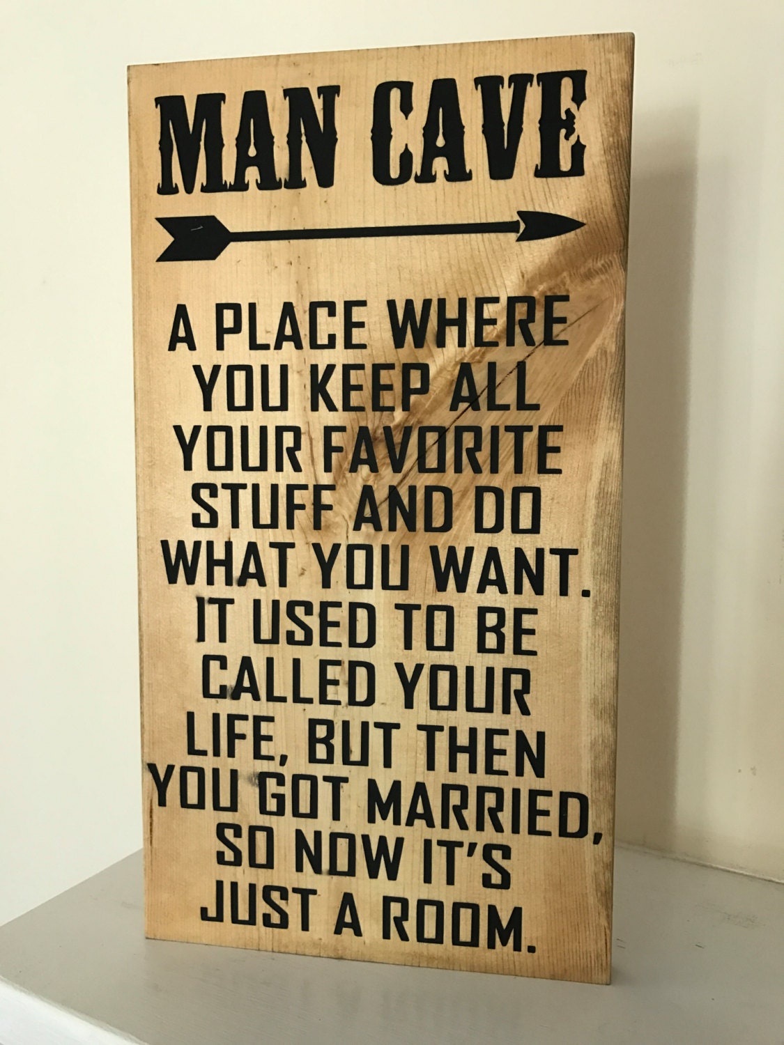 Man Cave Wood Sign Golden Oak Father's Day Gift | Etsy