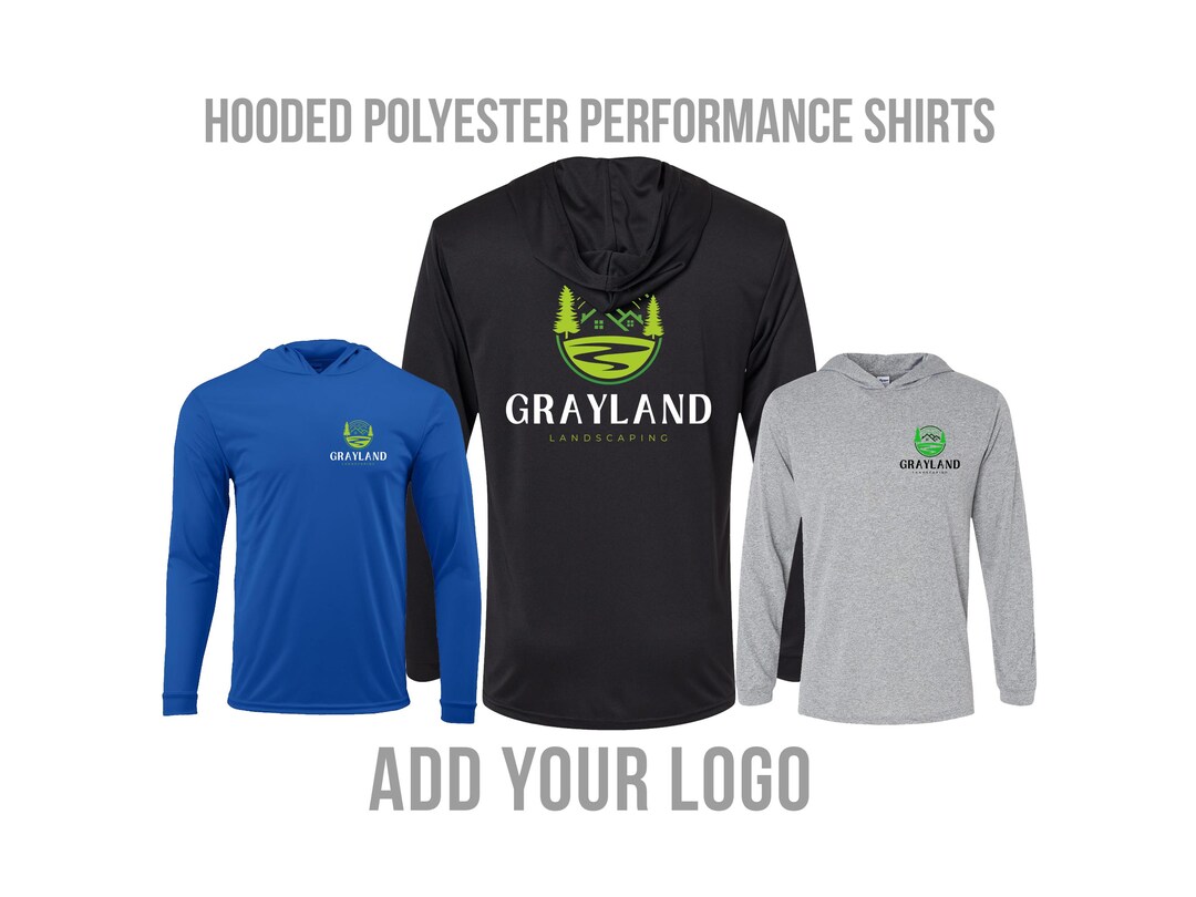 Custom Logo Shirts, Hooded Performance Long Sleeve Shirts, Moisture ...