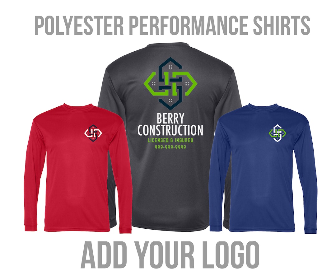 Custom Shirts, Performance Long Sleeve Shirts With Logo, Custom Logo ...
