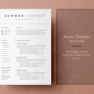 Clean Modern Resume Template 4 Page CV Template Cover - Etsy