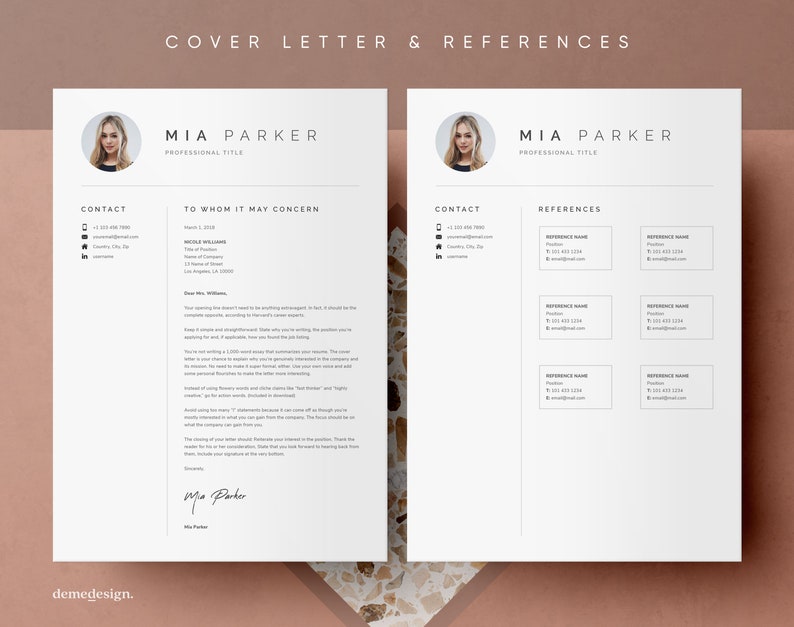 Clean Resume Template for Microsoft Word | CV Template + Cover Letter ...