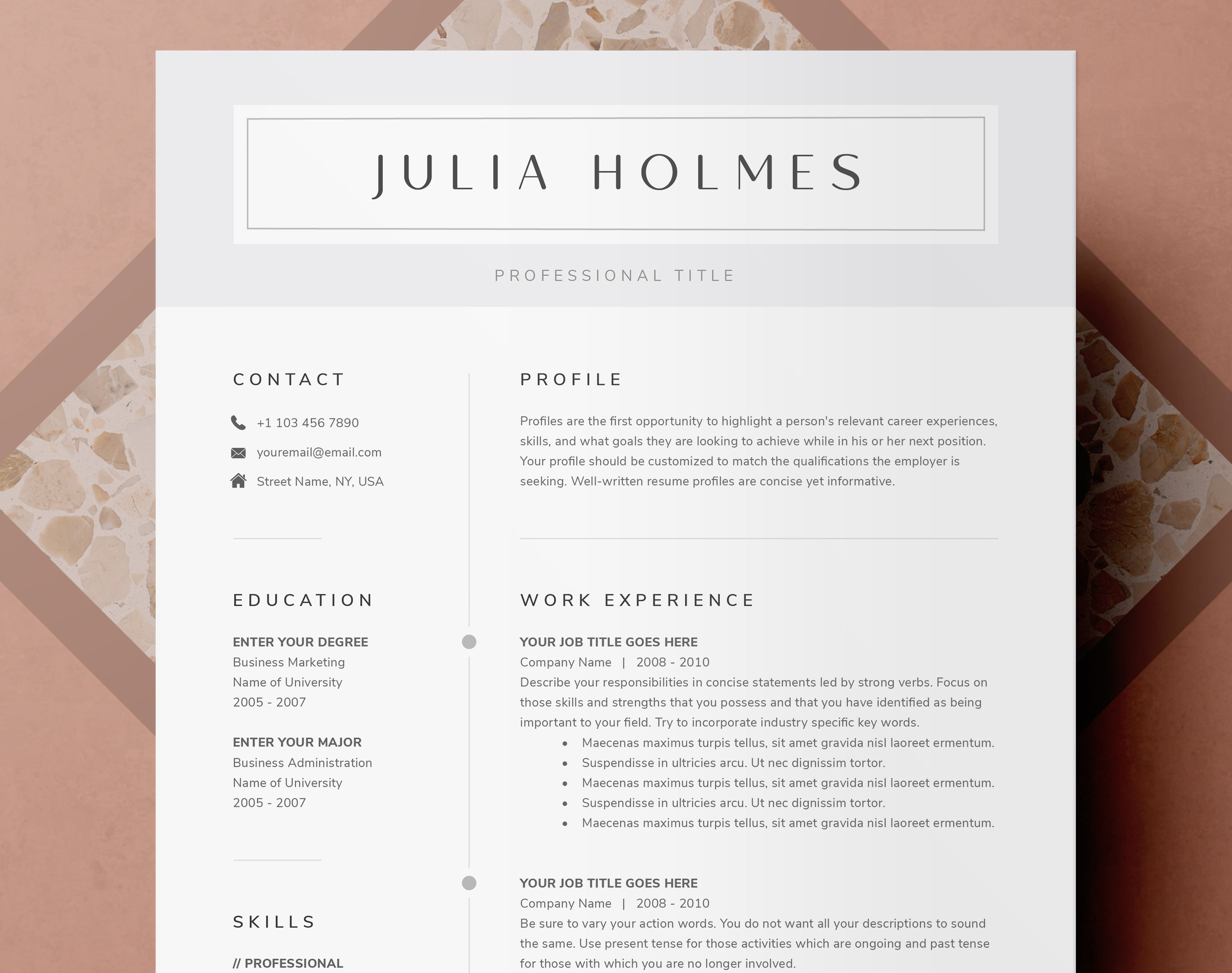 Resume Template Word CV Template Cover Letter References for MS Word ...