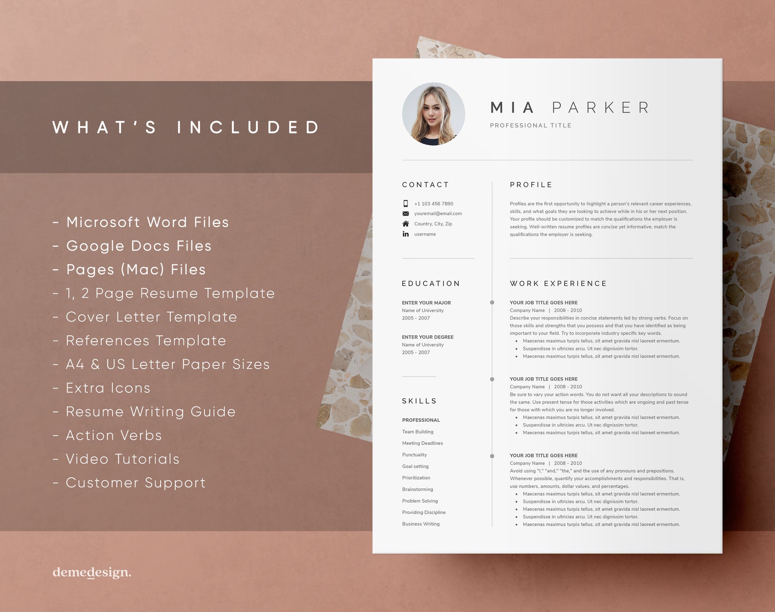 Clean Resume Template for Microsoft Word CV Template Cover - Etsy