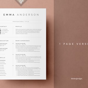 Clean Modern Resume Template 4 Page CV Template Cover Letter References ...