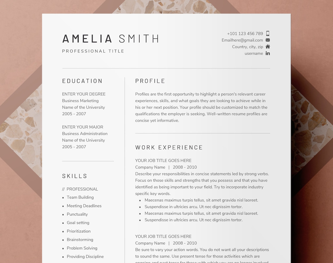 Google Docs Resume Template Cover Letter and References | Etsy