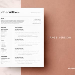 One Page Resume Template Word | CV Template + Cover Letter + References ...