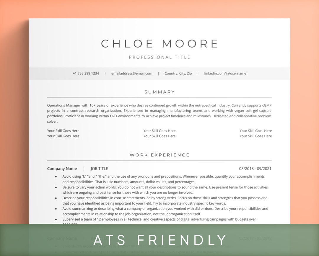 ATS Friendly Template for Google Docs and Microsoft Word, Cover Letter ...