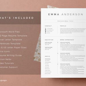 Clean Modern Resume Template 4 Page CV Template Cover - Etsy
