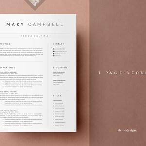 Clean Modern Resume Template Instant Download for Microsoft Word and ...