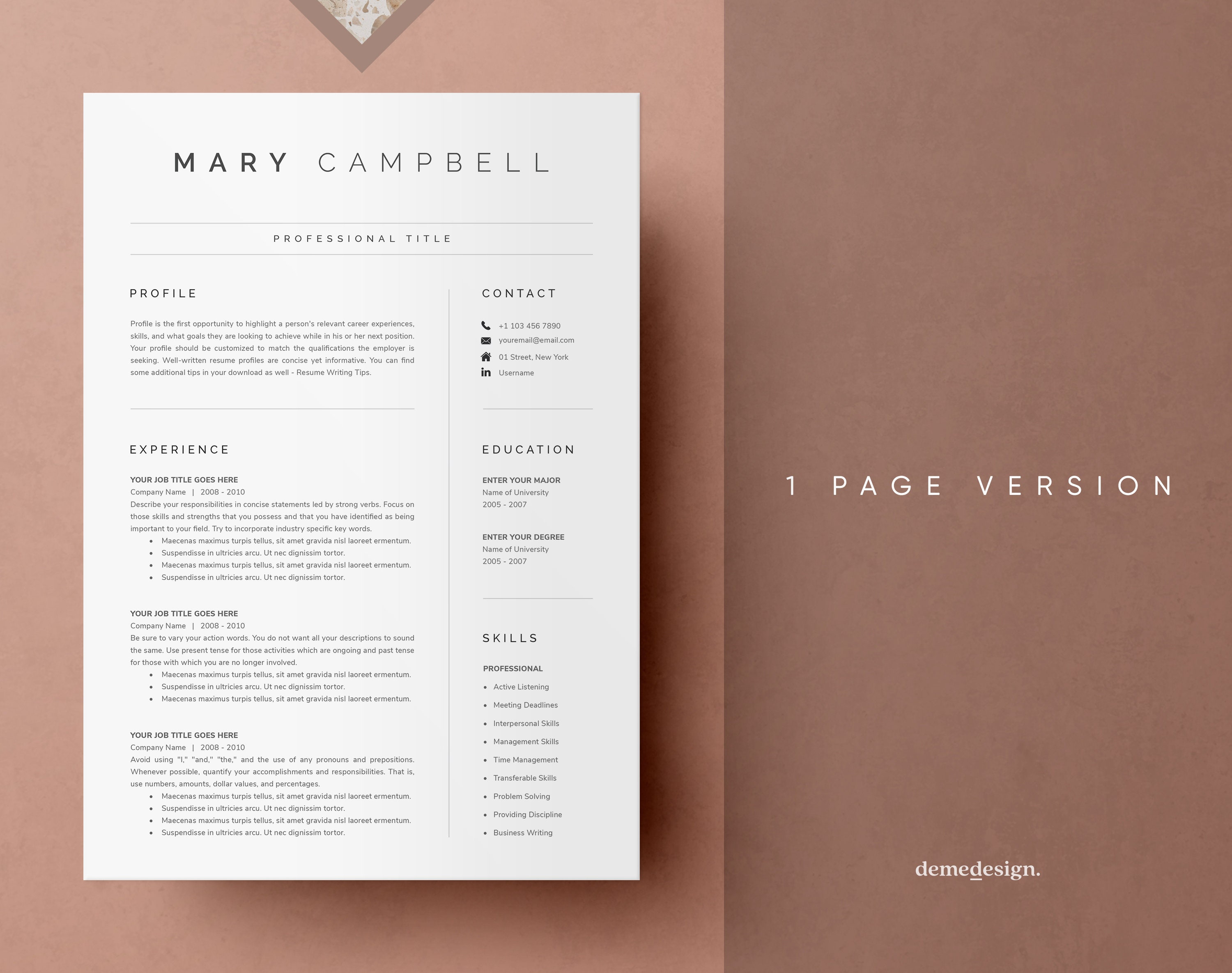 Clean Modern Resume Template Instant Download for Microsoft Word and ...
