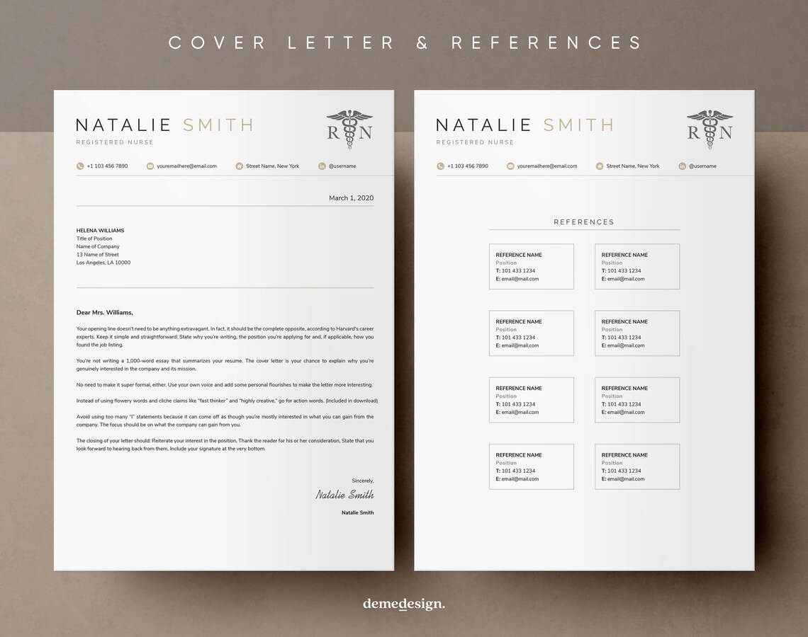 Resume Template Nurse Edition Resume Template Word Cover | Etsy