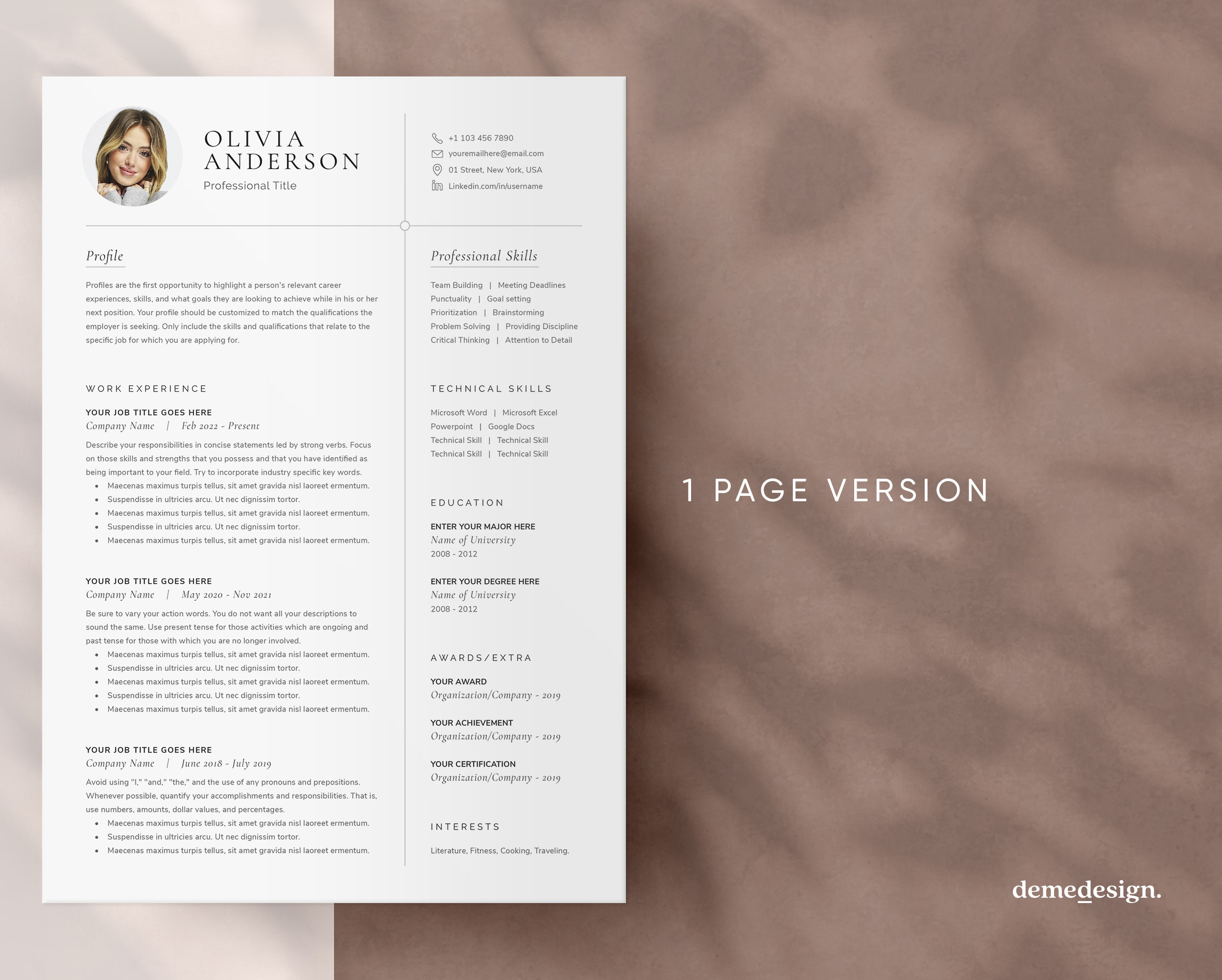 2023 Clean Resume Template With Photo for Microsoft Word & Pages mac ...