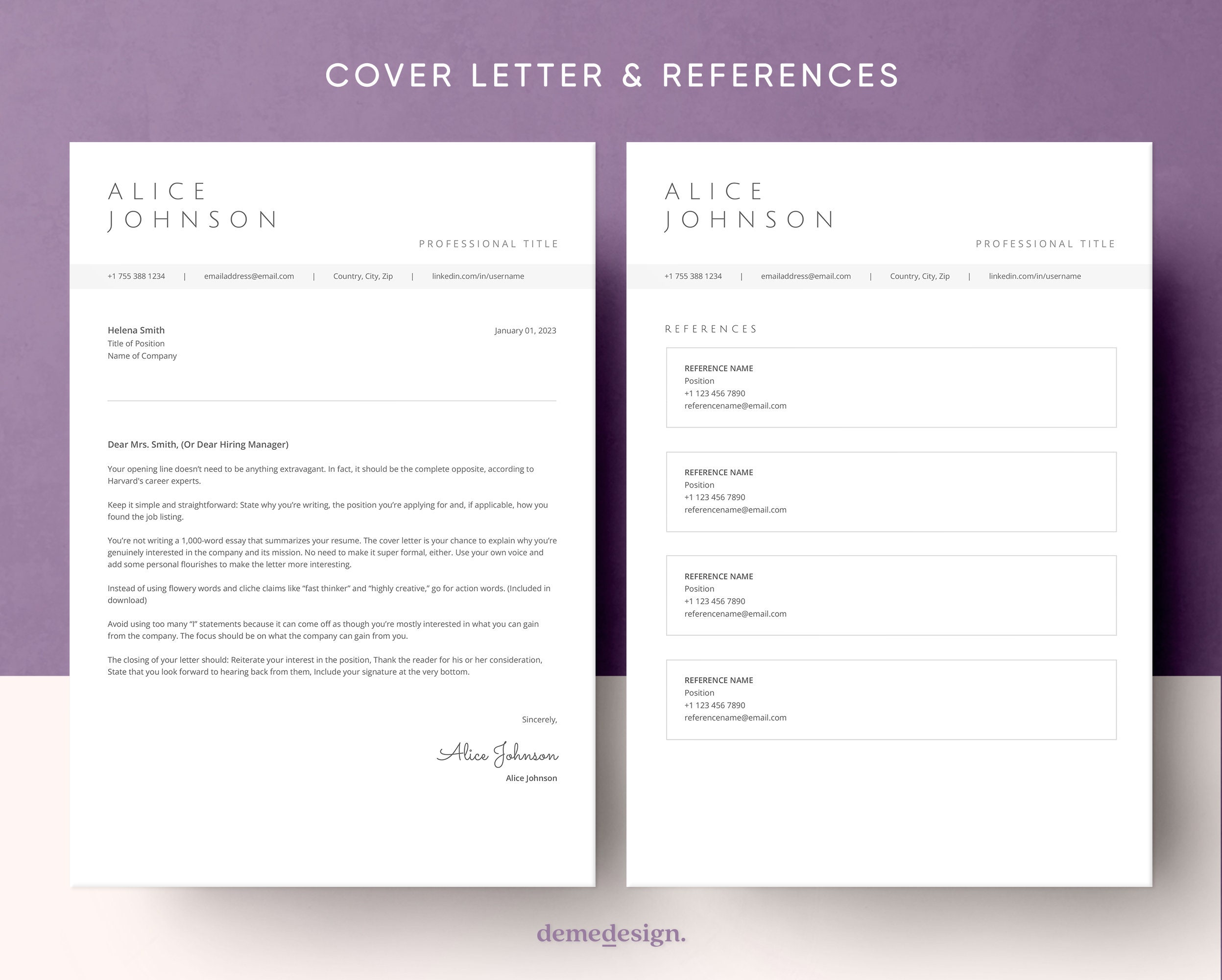 ATS Friendly Resume Template for Google Docs Cover Letter - Etsy
