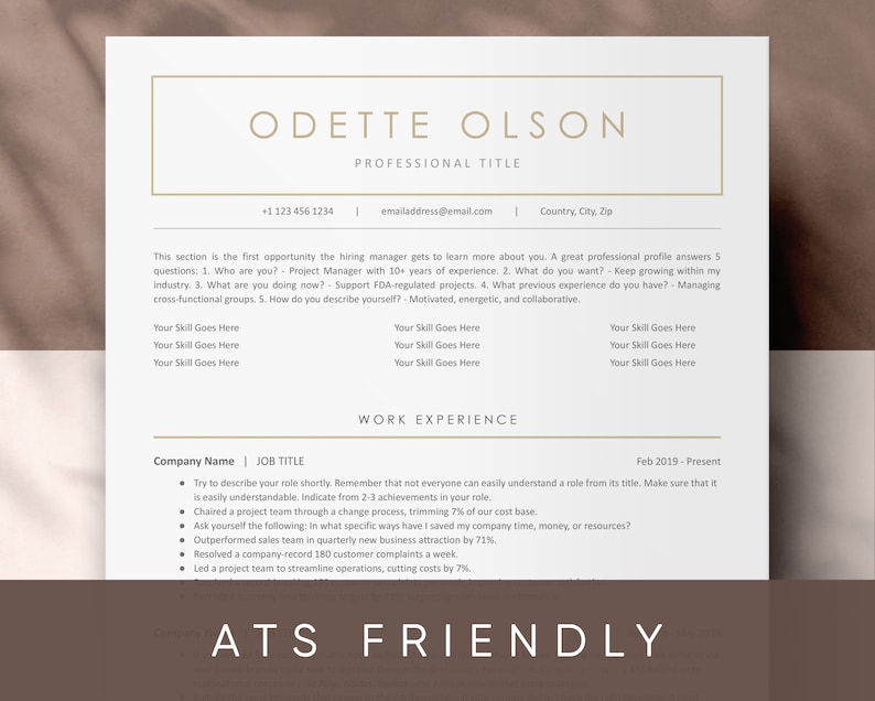 ATS Friendly Modern Resume Template for Google Docs and Microsoft Word ...