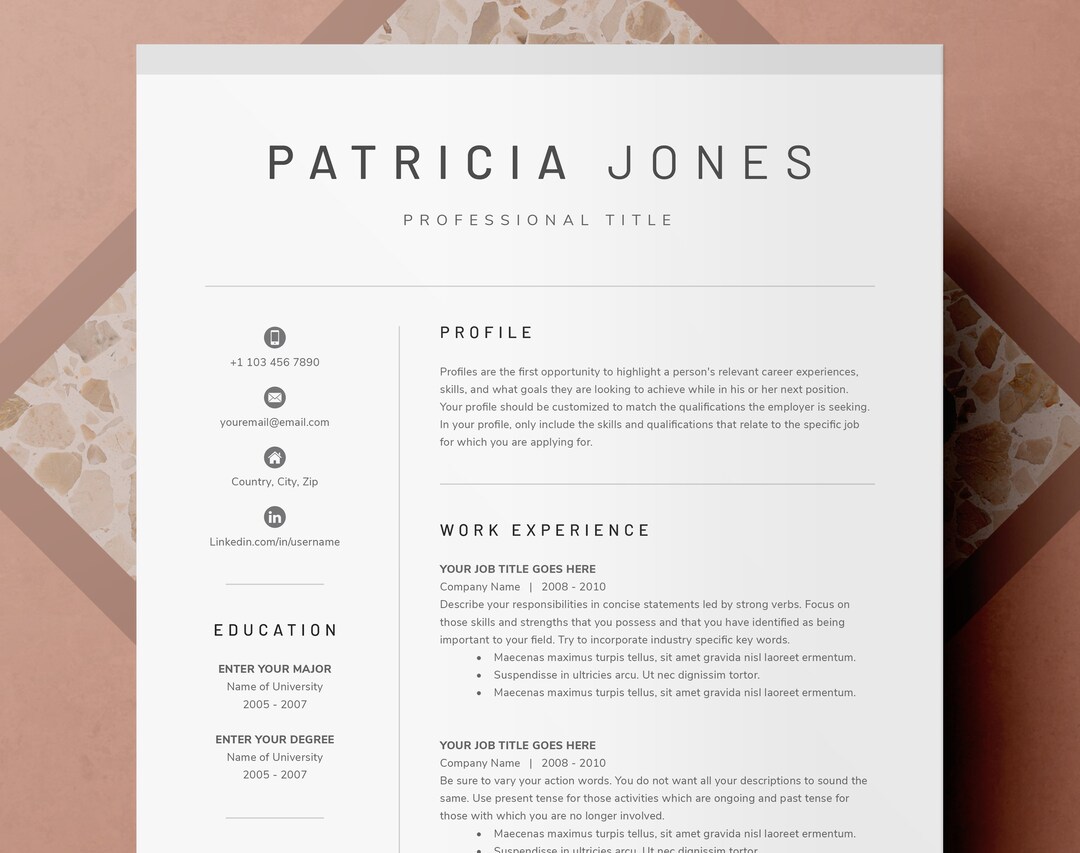 Clean and Modern Resume Template Word CV Template Cover Letter ...