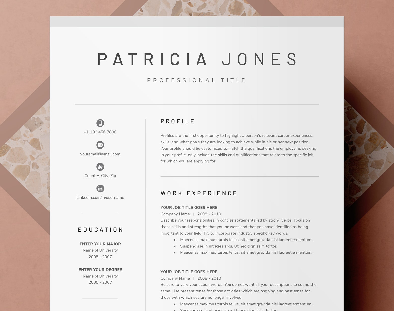 Clean and Modern Resume Template Word CV Template Cover Letter ...