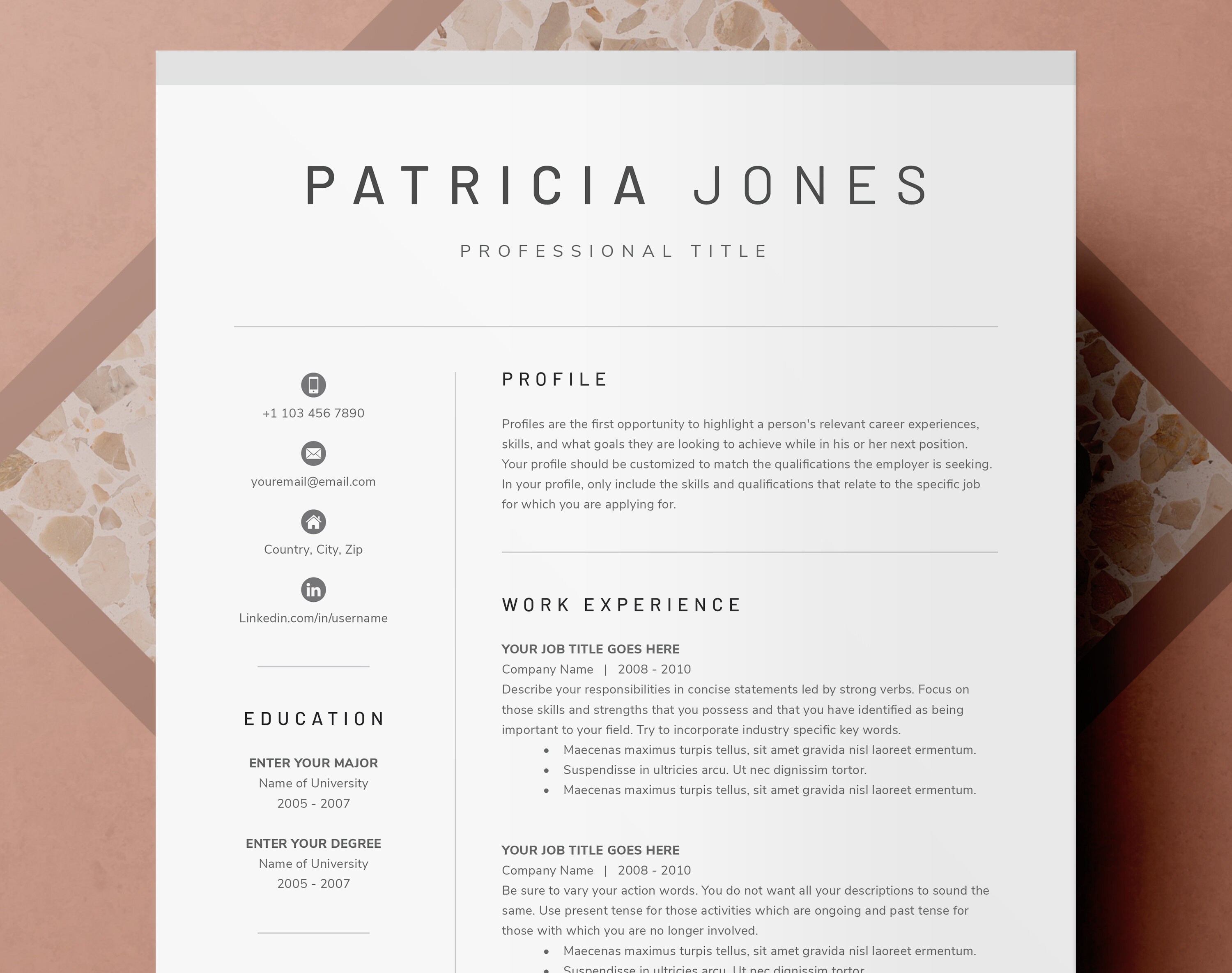 Clean and Modern Resume Template Word CV Template Cover - Etsy