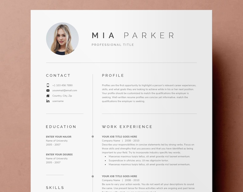 Clean Resume Template for Microsoft Word | CV Template + Cover Letter ...