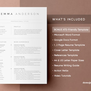 Clean Modern Resume Template 4 Page | CV Template + Cover Letter ...