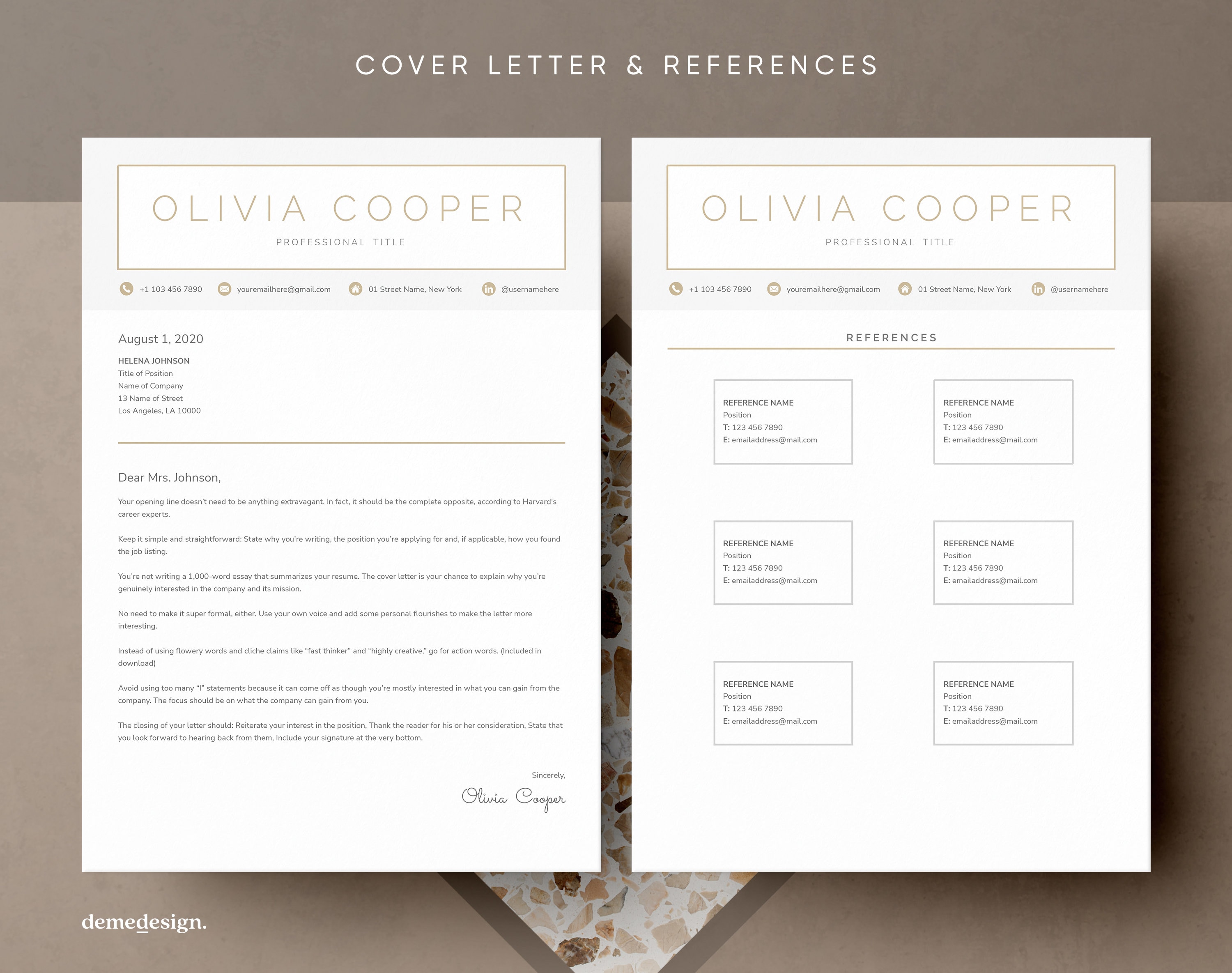 Modern Google Docs Resume Template Cover Letter References | Etsy Australia