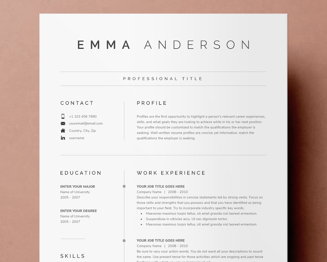 Clean Modern Resume Template 4 Page | CV Template + Cover Letter ...