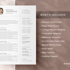 2023 Clean Resume Template With Photo for Microsoft Word & Pages mac ...