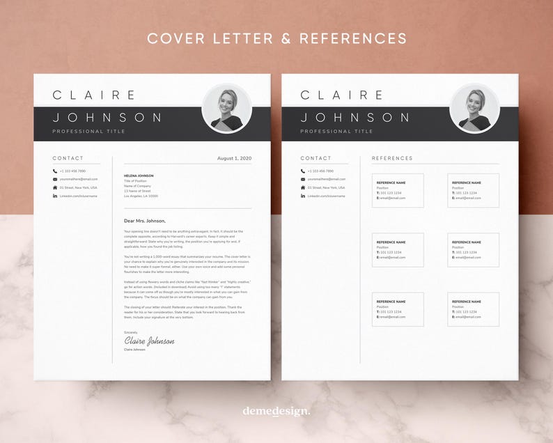 Professional Resume Template With Cover Letter (microsoft Word, Pages ...