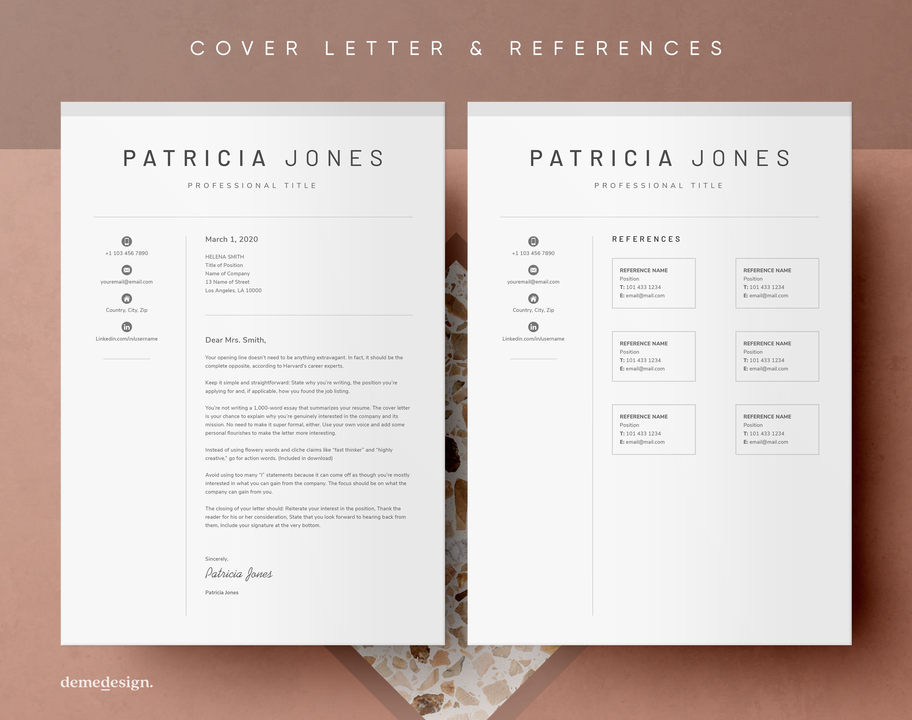 Clean and Modern Resume Template Word CV Template Cover - Etsy