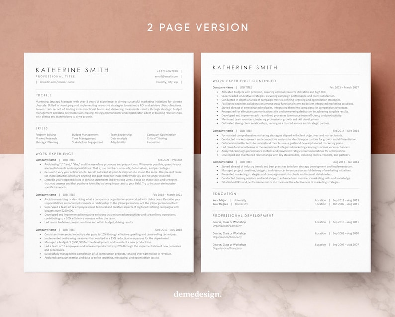 ATS Friendly Resume Template: Modern CV, Cover Letter (google Docs ...