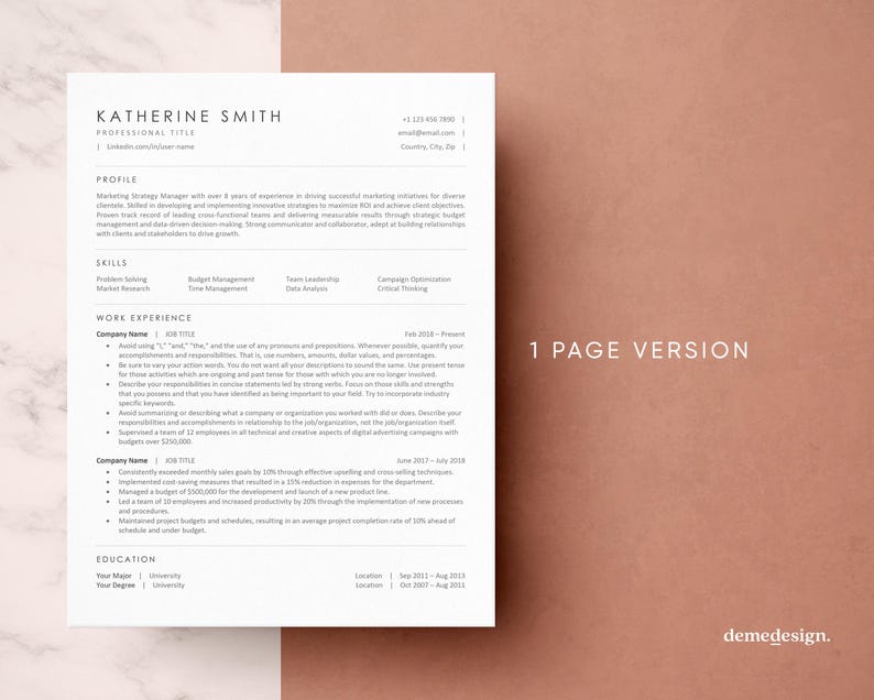 ATS Friendly Resume Template: Modern CV, Cover Letter (google Docs ...
